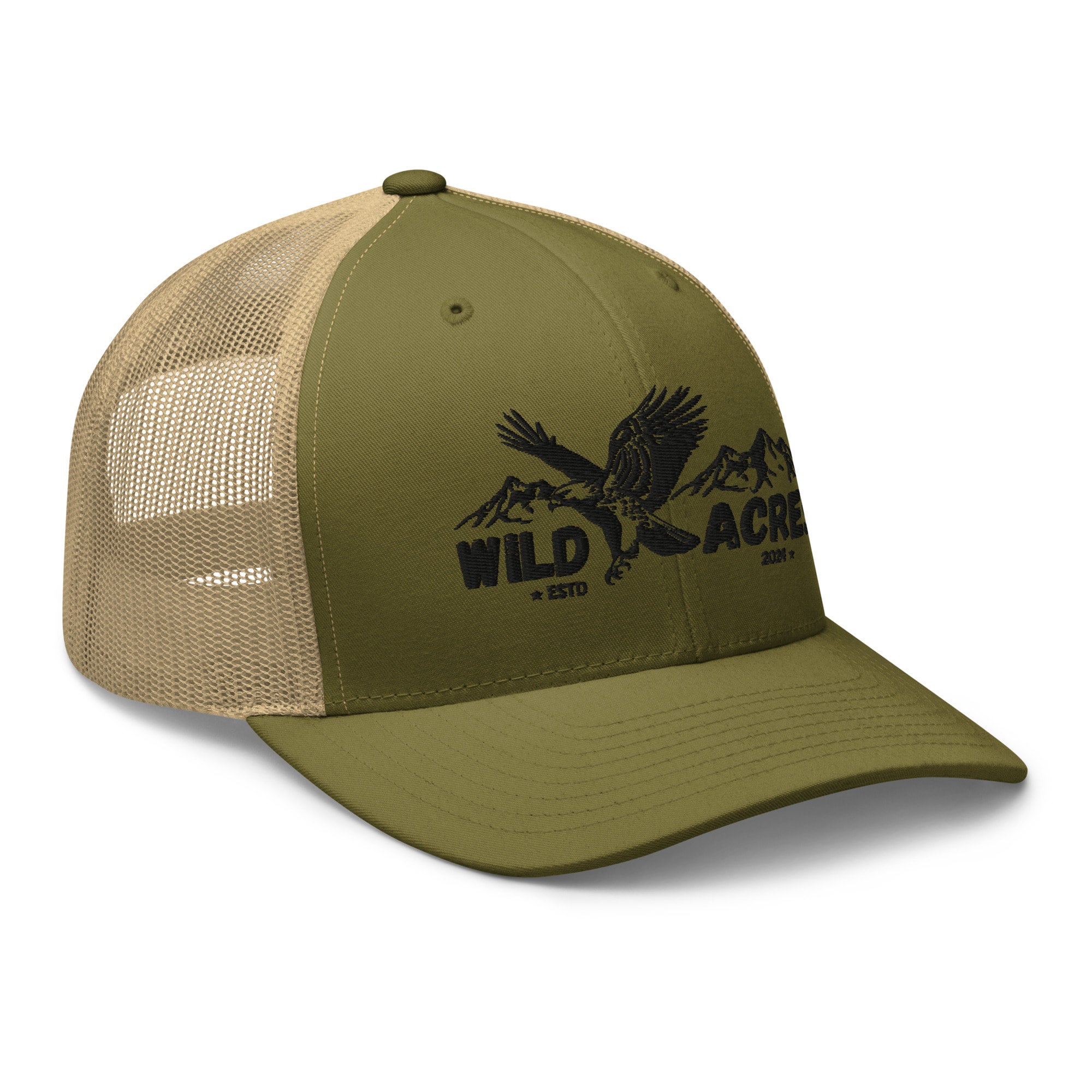 Wild Acres Retro Trucker Cap - Moss & Khaki | WILD ACRES CLOTHING CO