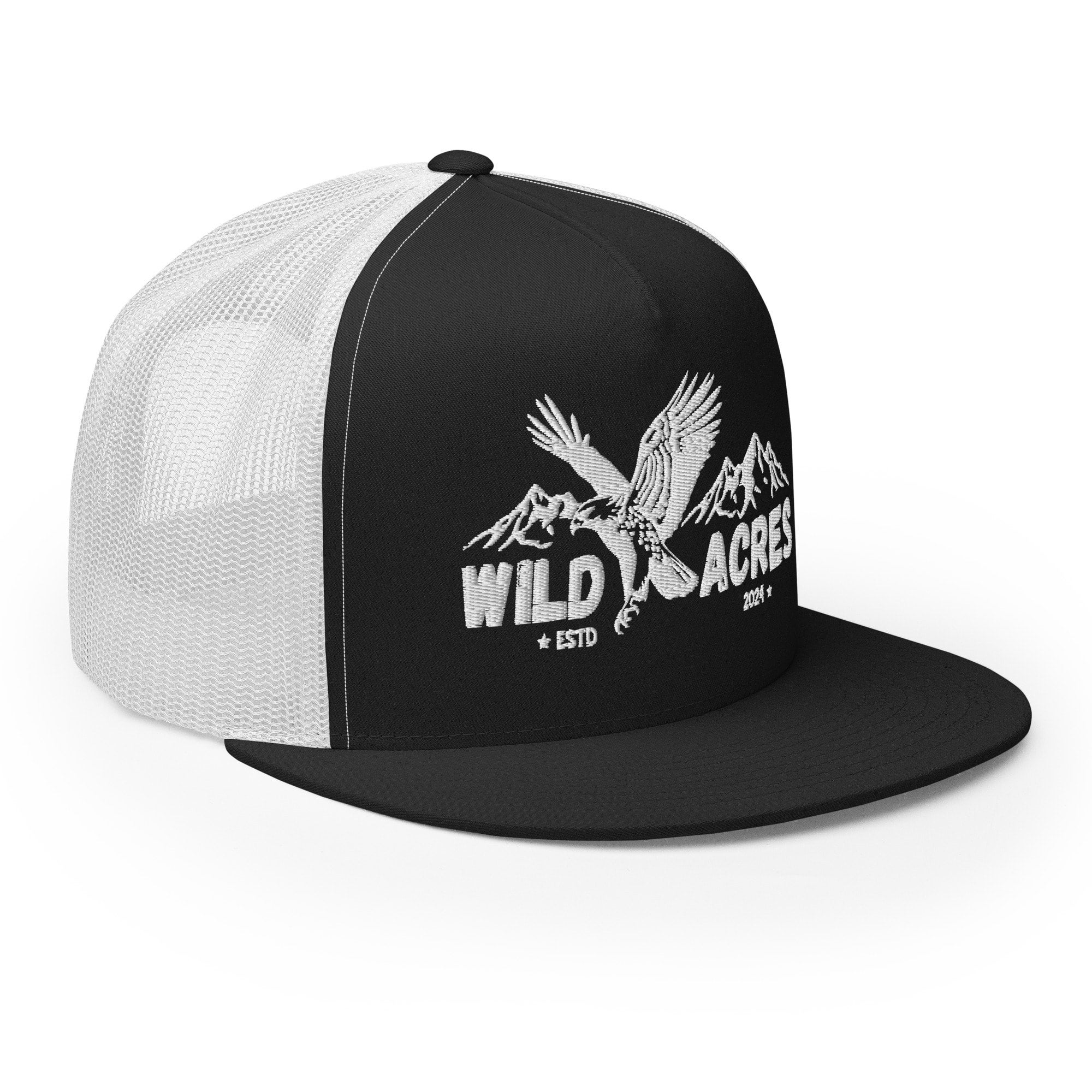 Wild Acres Trucker Cap White Logo - Black & White | WILD ACRES CLOTHING CO